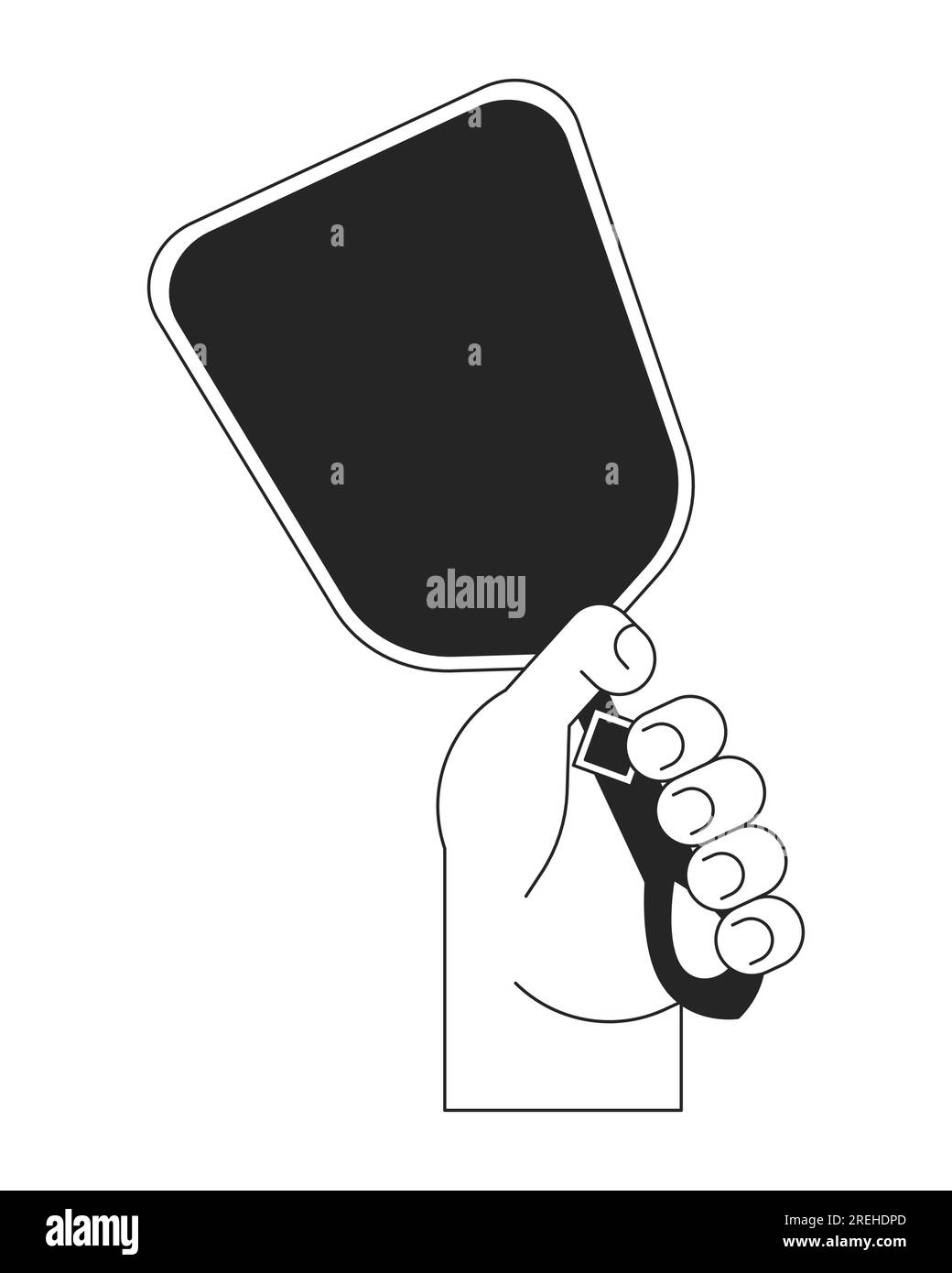 Hand Holding Vintage Mirror Flat Monochrome Isolated Vector Object