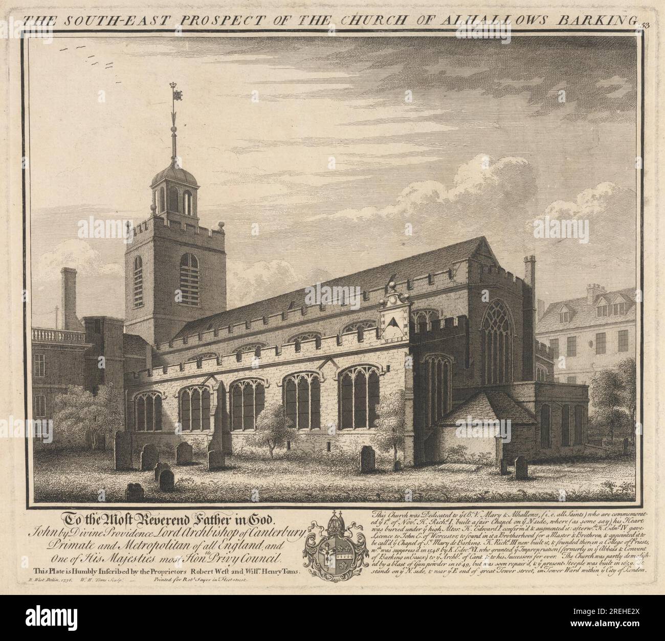 The Southeast Prospect of the Church of All Hallows Barking. Eastern ...