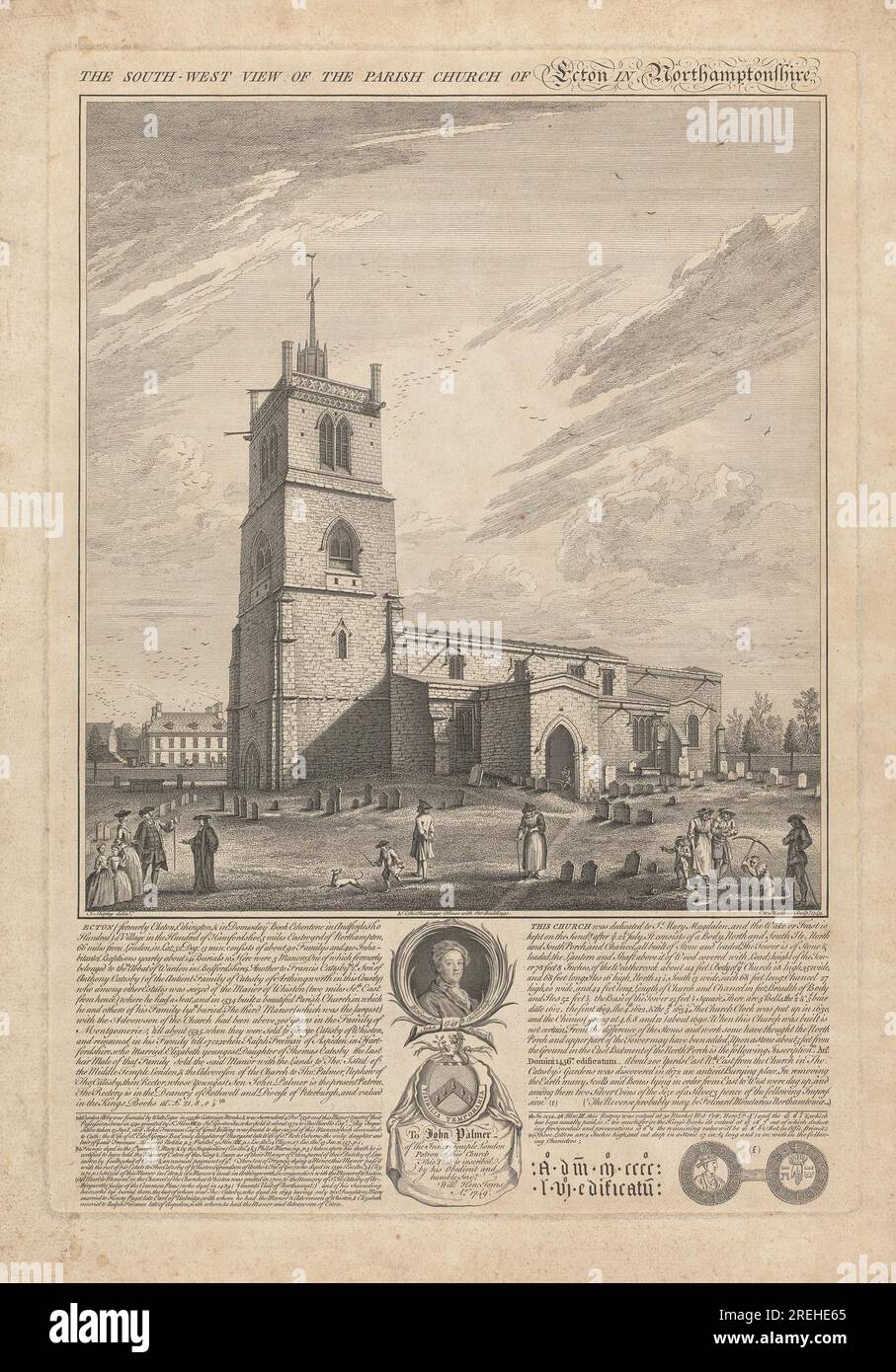 The South - West View of the Parish Church of Ecton in Northamptonshire ...