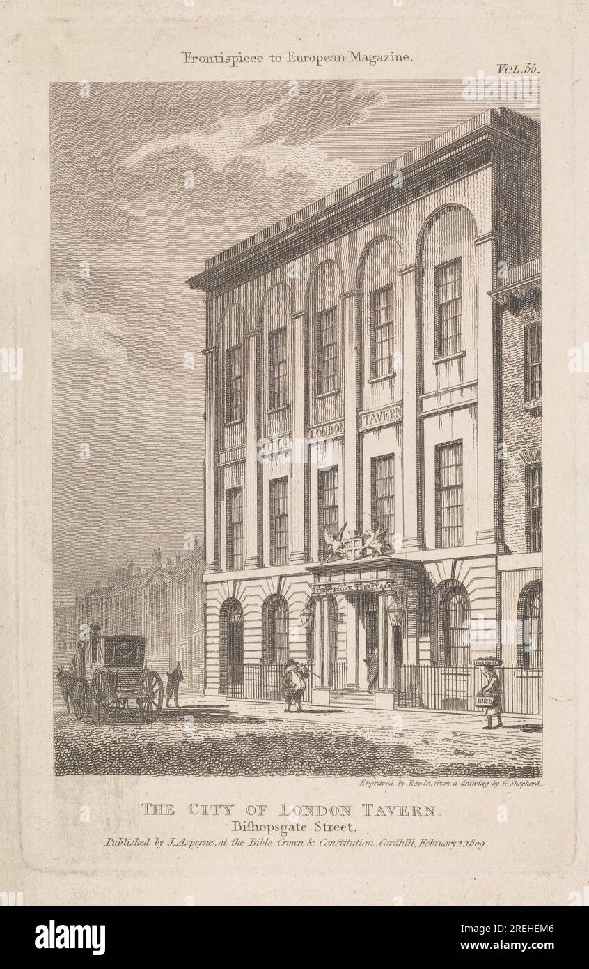 The City of London Tavern, Bishopsgate Street 1809 by Samuel Rawle ...