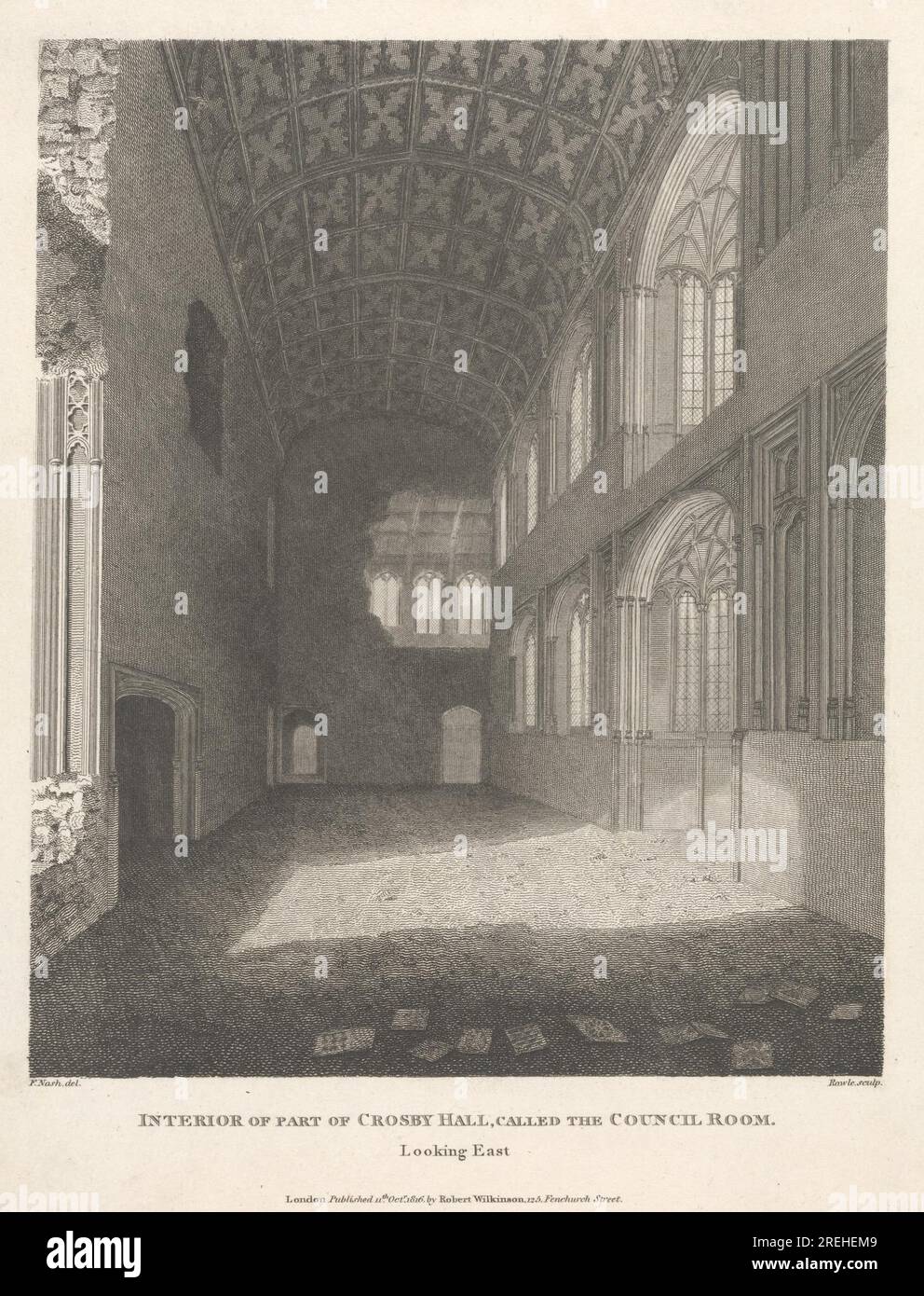 Interior of Part of Crosby Hall, Called the Council Room 1816 by Samuel ...