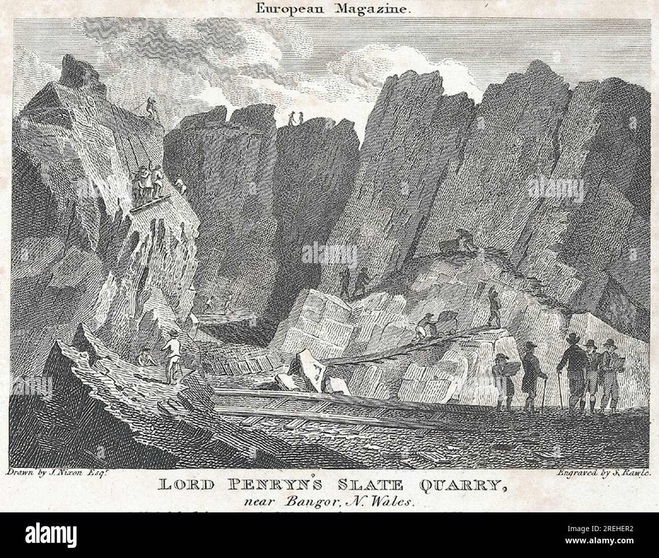 Lord Penrhyn's Slate Quarry, near Bangor, N. Wales 1808 by Samuel Rawle ...