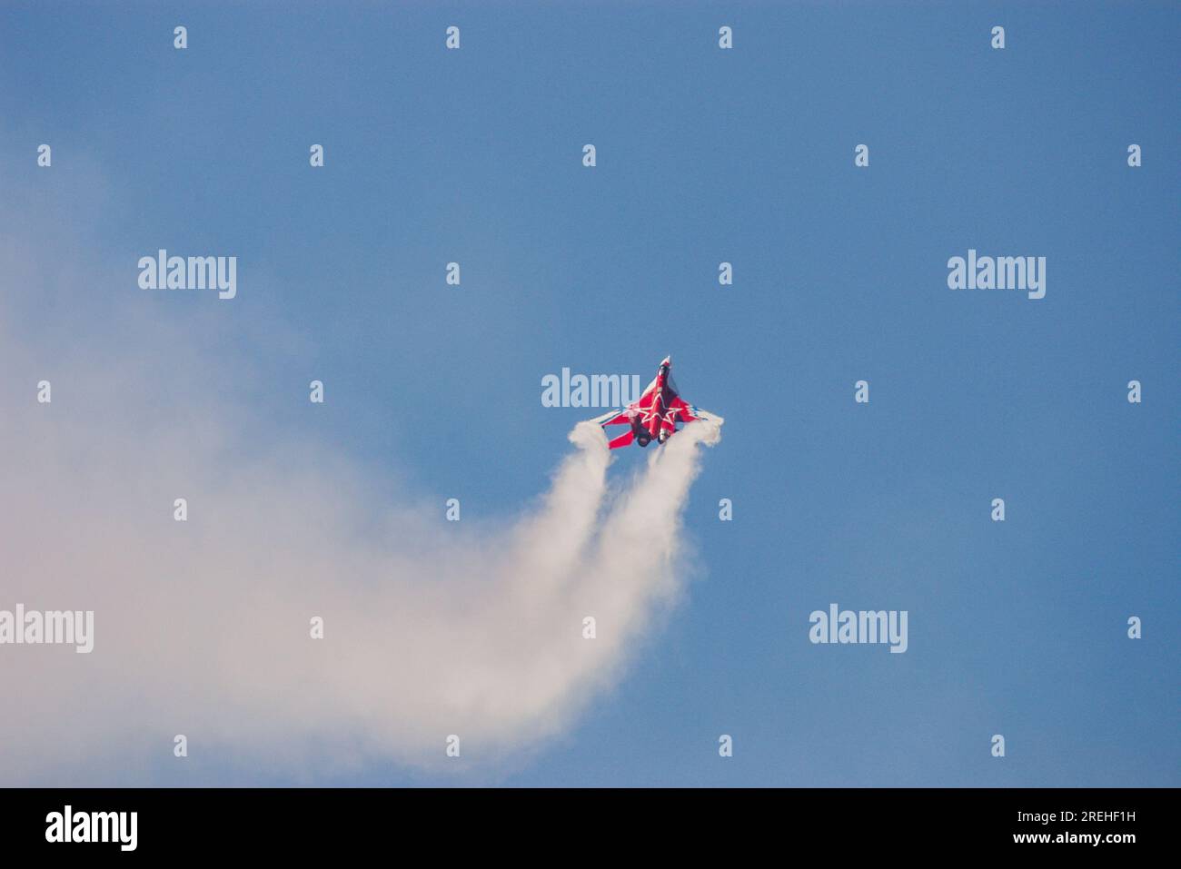 MiG-29OVT thrust vectoring test-bed flying at the Royal International ...