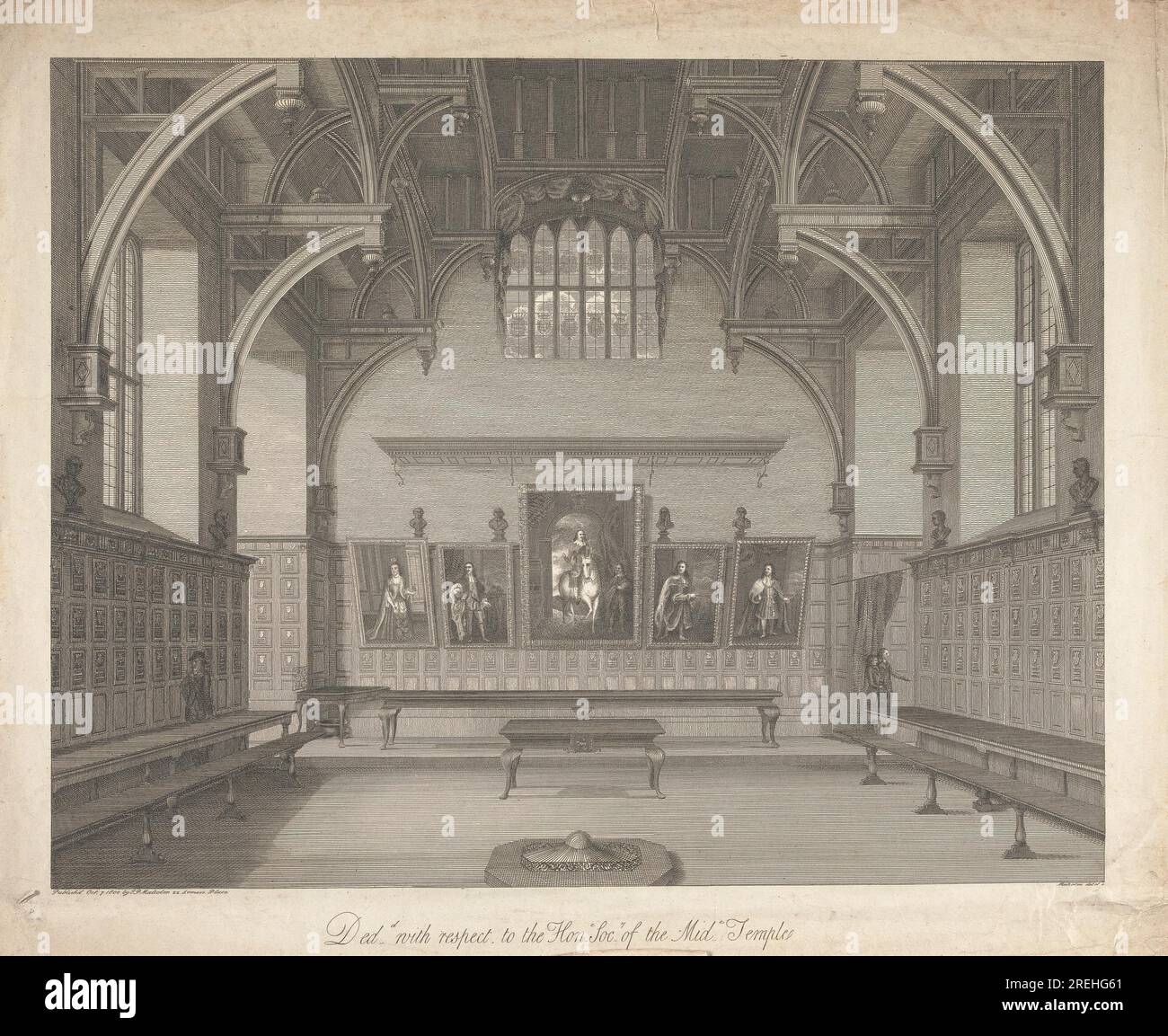 The Middle Temple Hall, London 1800 by James Peller Malcolm Stock Photo ...