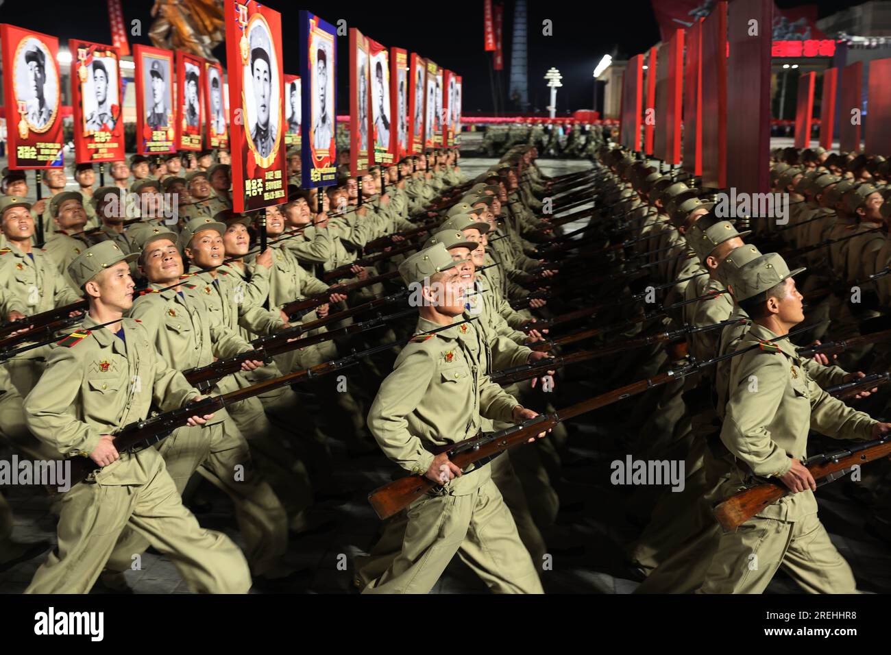 Pyongyang. 27th July, 2023. A military parade is held at Kim Il Sung ...