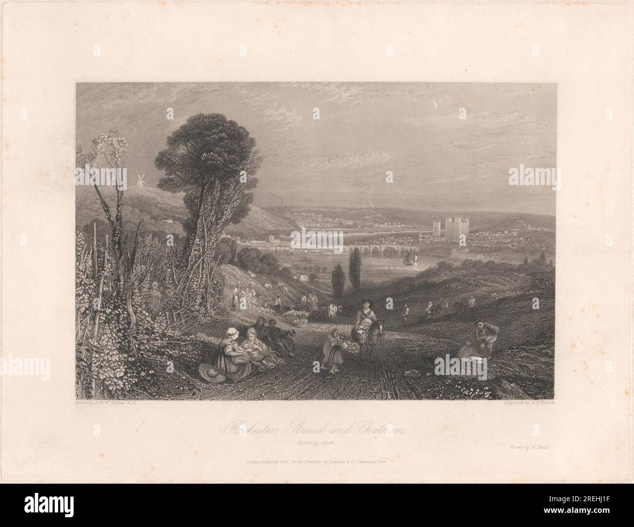 Rochester, Stroud and Chatham 1838 by John Charles Varrall Stock Photo ...