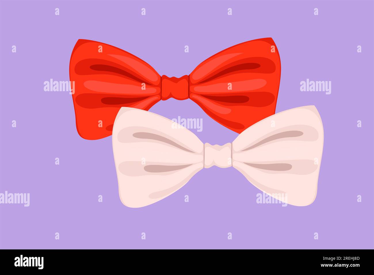 Cartoon flat style drawing of stylized red and white bow tie logotype, template. Hipster ...