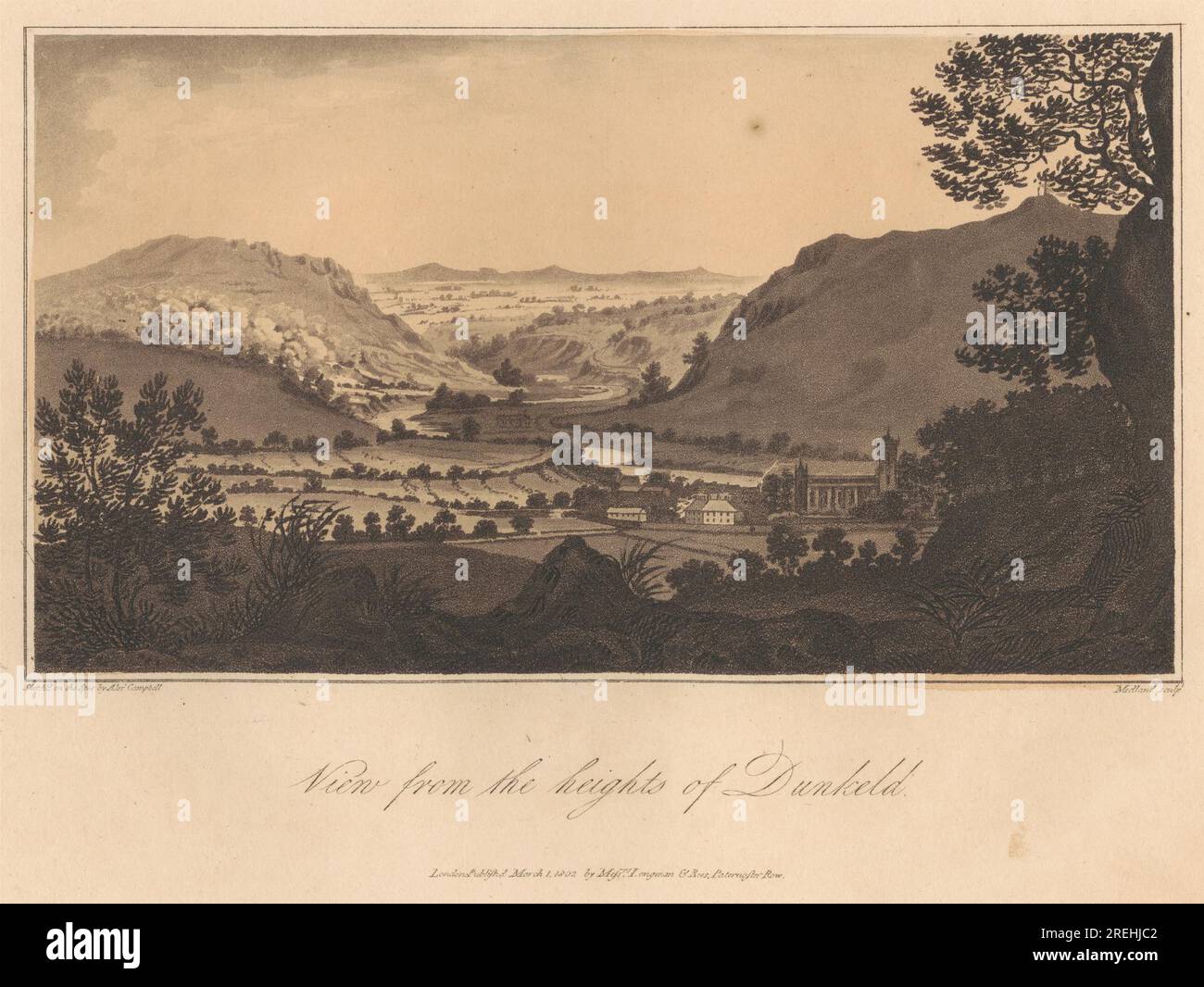View from the Heights of Dunkeld 1802 by Thomas Medland Stock Photo - Alamy