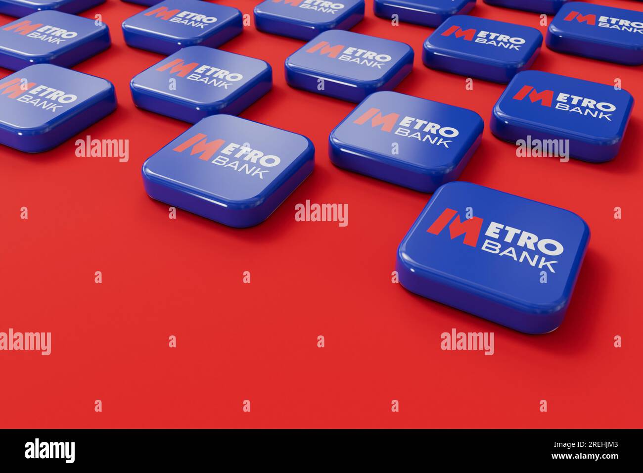 LONDON, UK - July 2023: Metro bank company logo. 3D Rendering Stock ...
