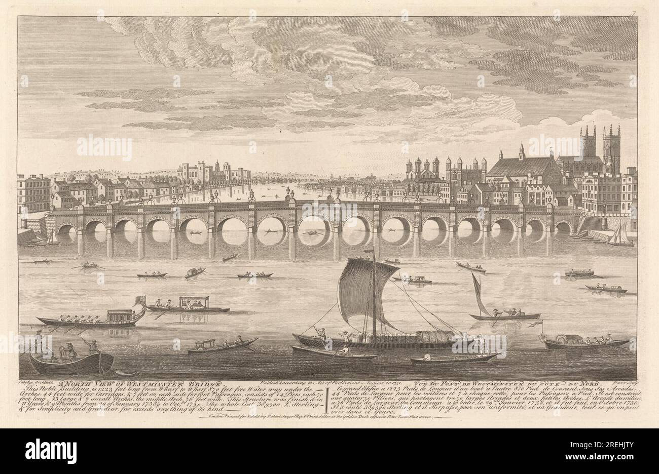 A North View of Westminster Bridge 1751 by Nathaniel Parr Stock Photo ...