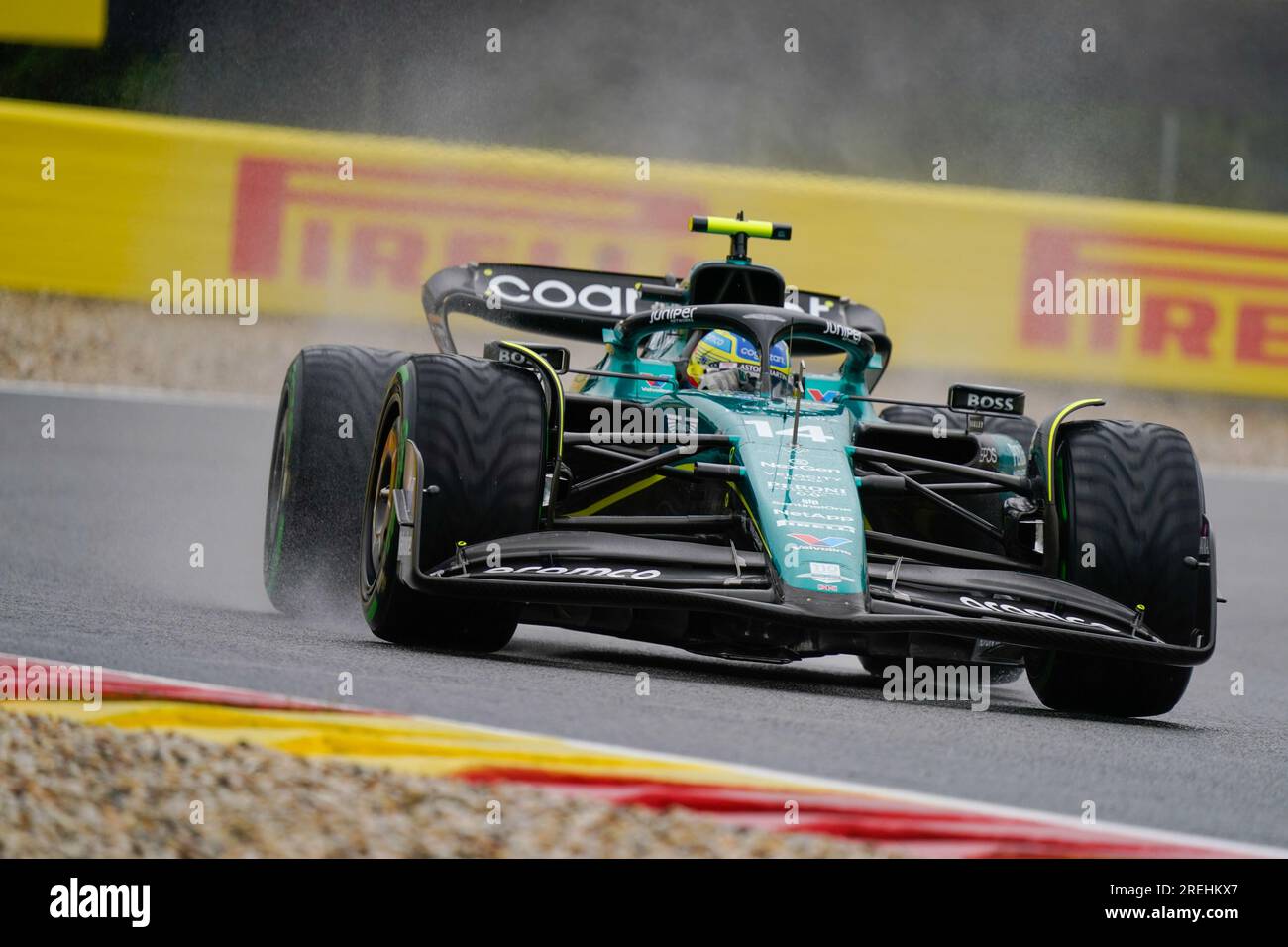 Fernando Alonso (SPA) Aston Martin F1 Team AMR23 during Free Practice on Friday Jul 28th FORMULA ...