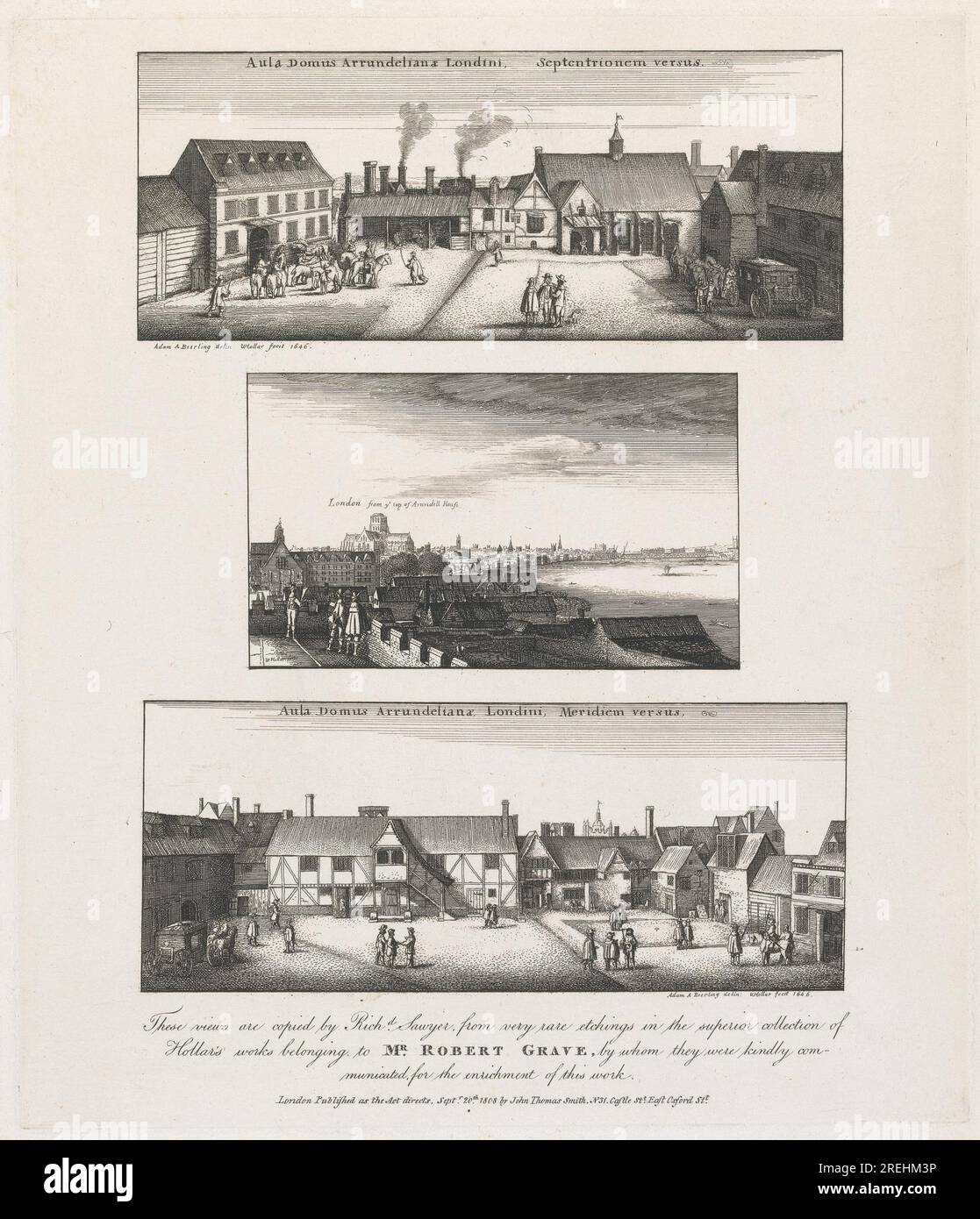 Views of Arundel House, London after Hollar 1808 by Richard Sawyer ...