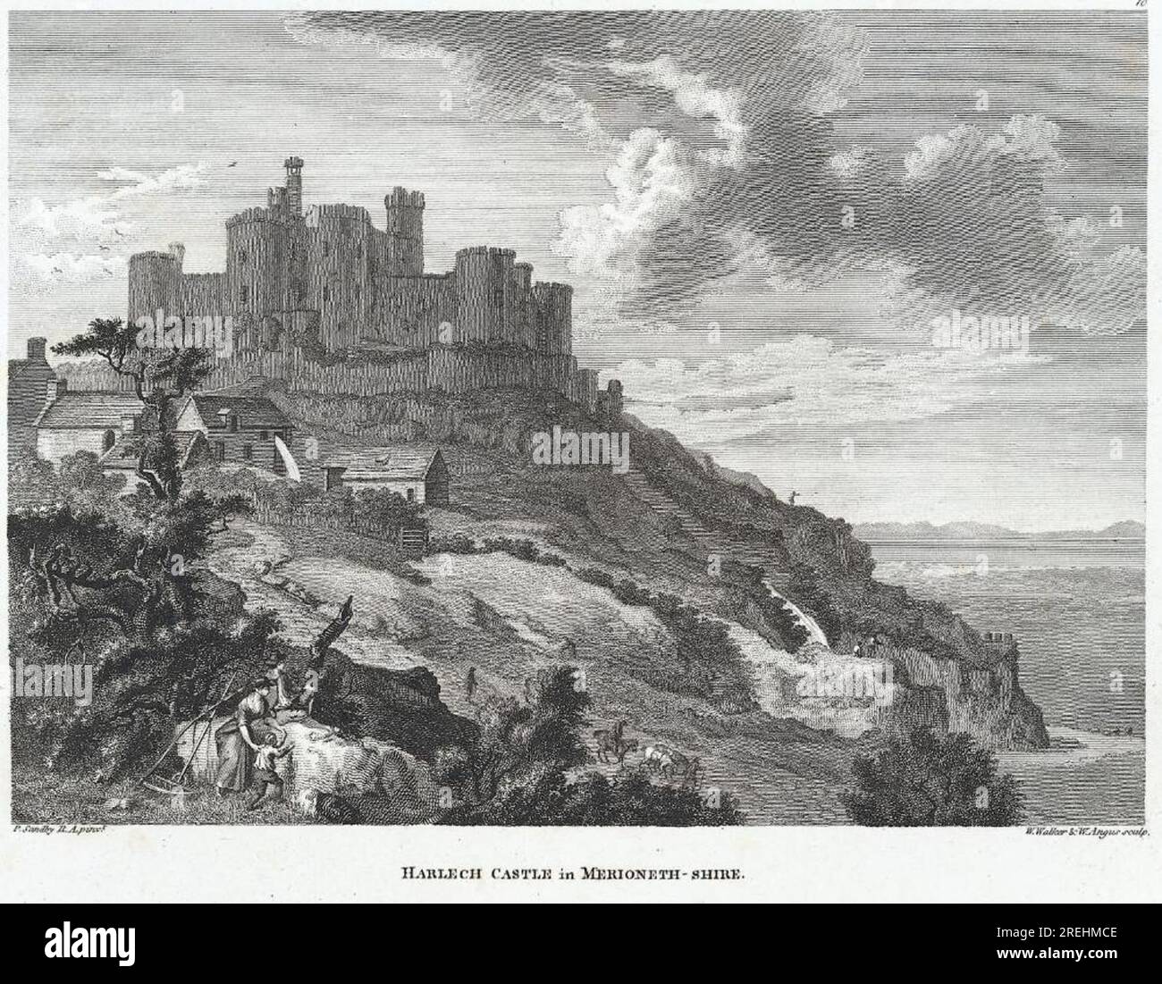 Harlech Castle in Merioneth-Shire 1779 by William Angus Stock Photo - Alamy