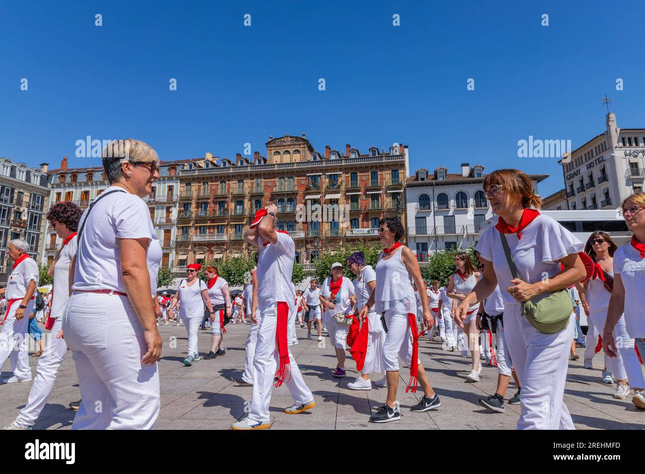 Pamplona, Spain: 09 July 2023: People celebrate San Fermin festival in ...