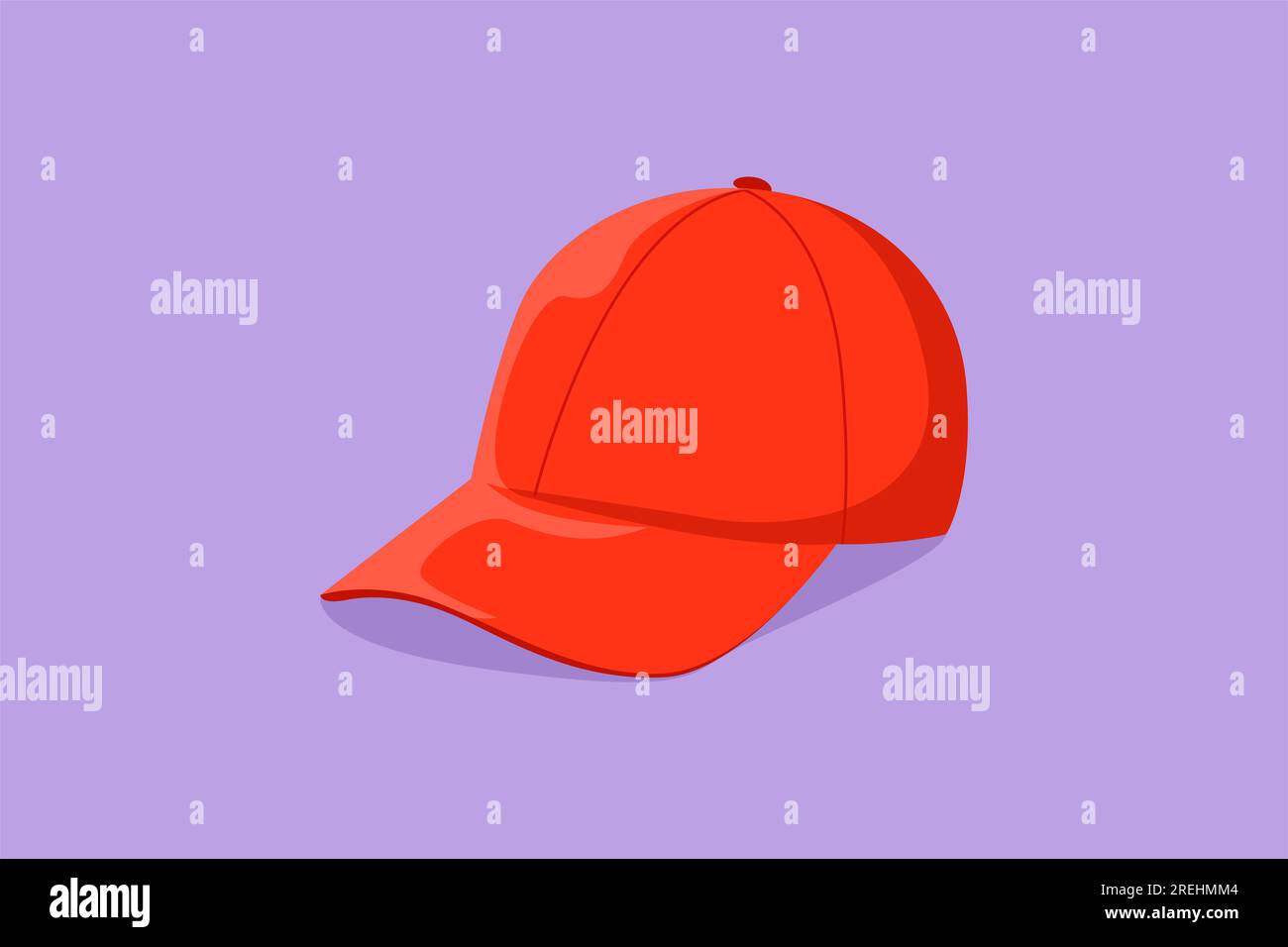Cartoon flat style drawing of red baseball cap as a sports symbol ...