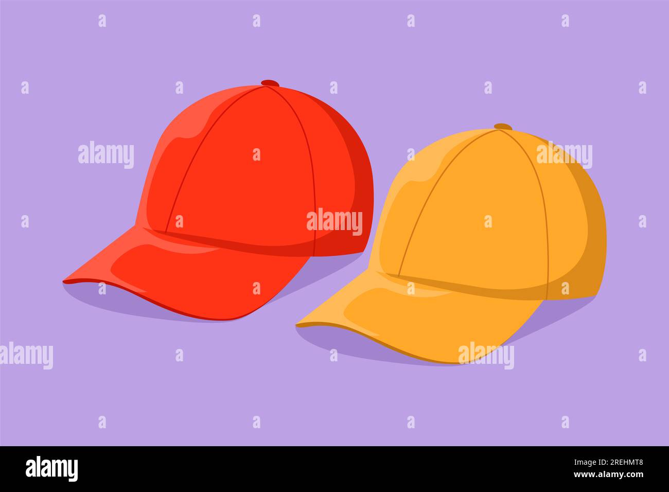 Graphic flat design drawing set of hiking adventure cap hat, trip ...