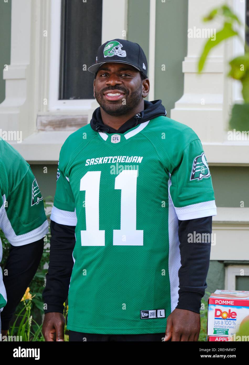Halifax, Canada. July 28, 2023. Lineback Larry Dean of the Saskatchewan ...