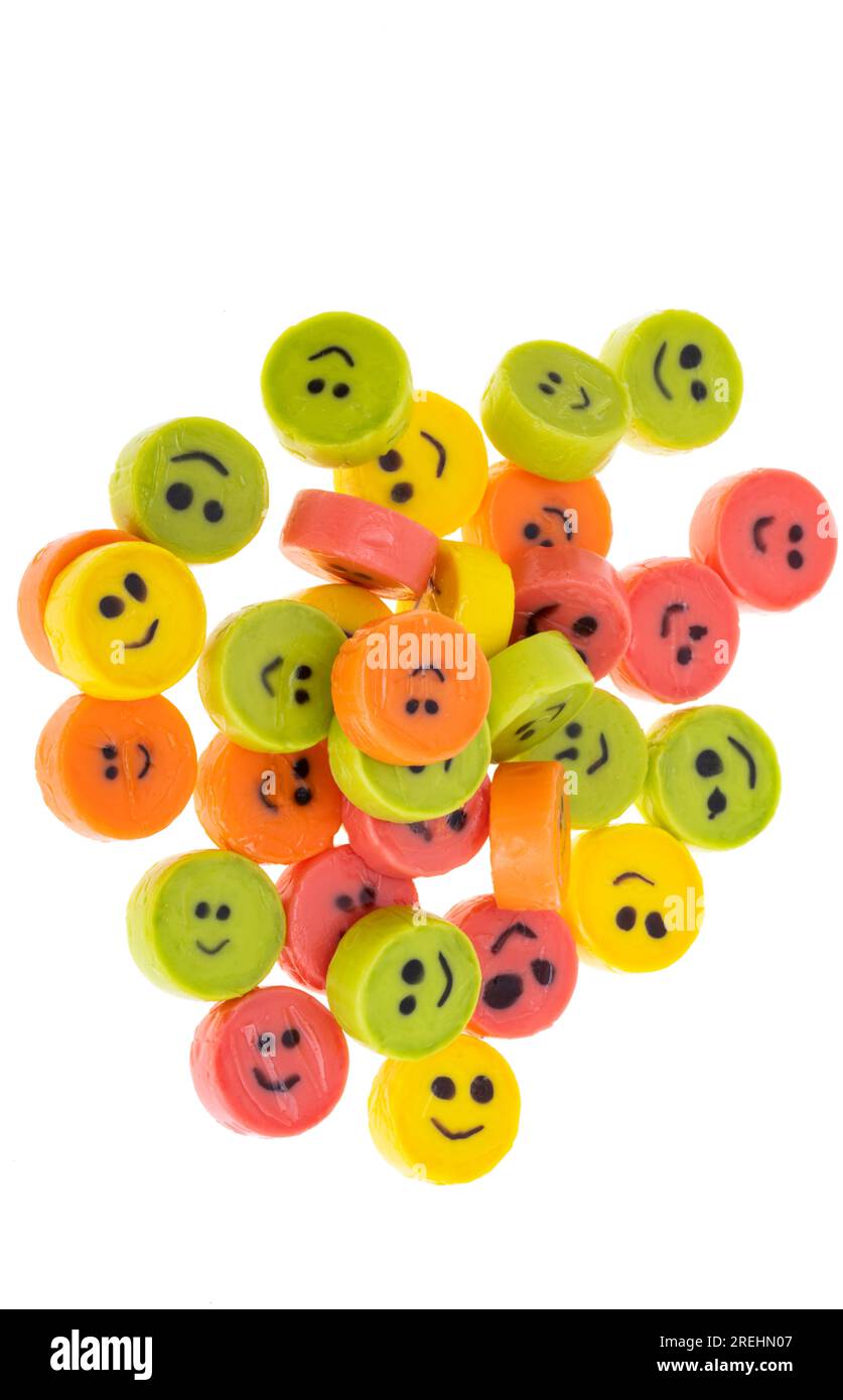 candy emoticons isolated on white background Stock Photo - Alamy