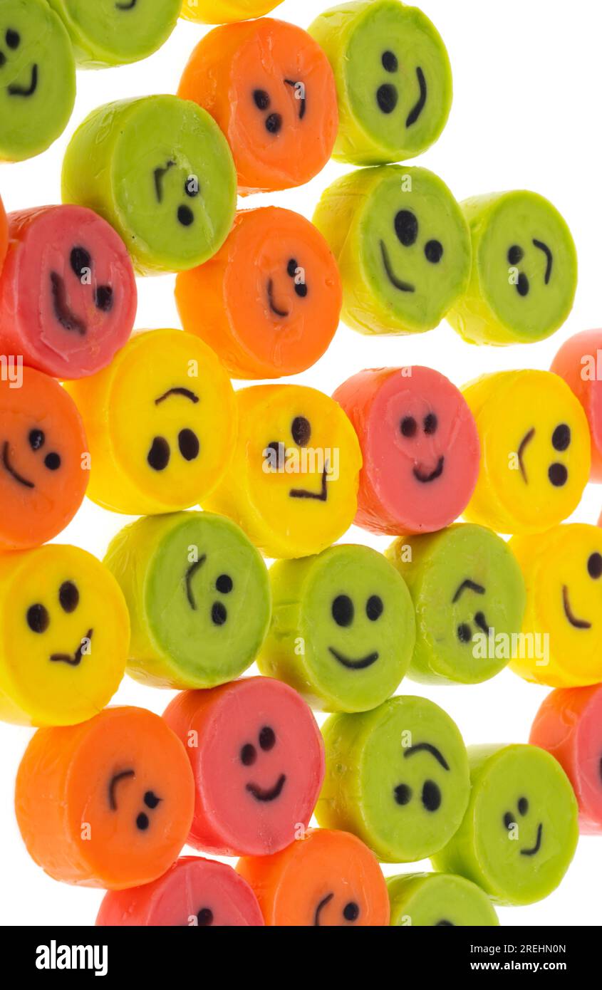 candy emoticons isolated on white background Stock Photo - Alamy