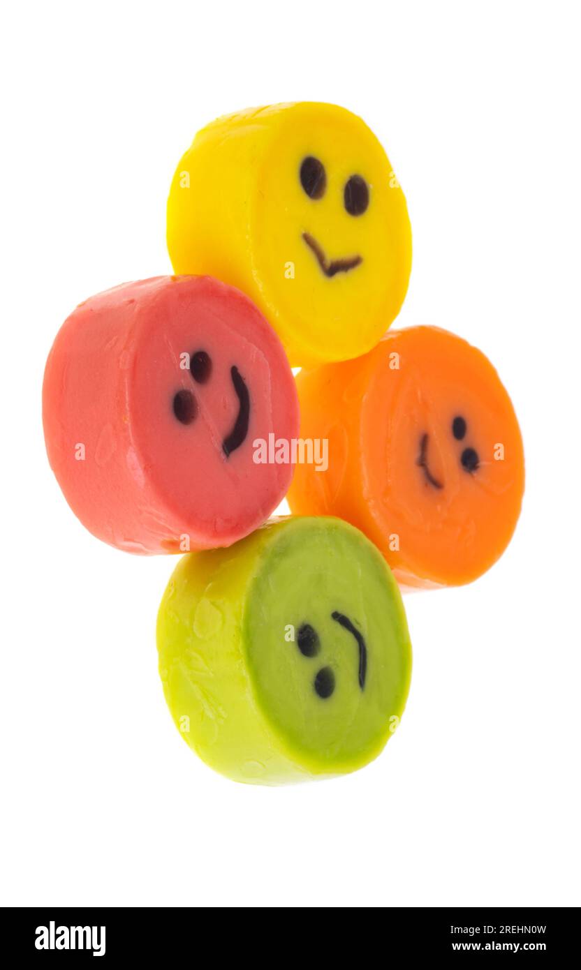 candy emoticons isolated on white background Stock Photo - Alamy