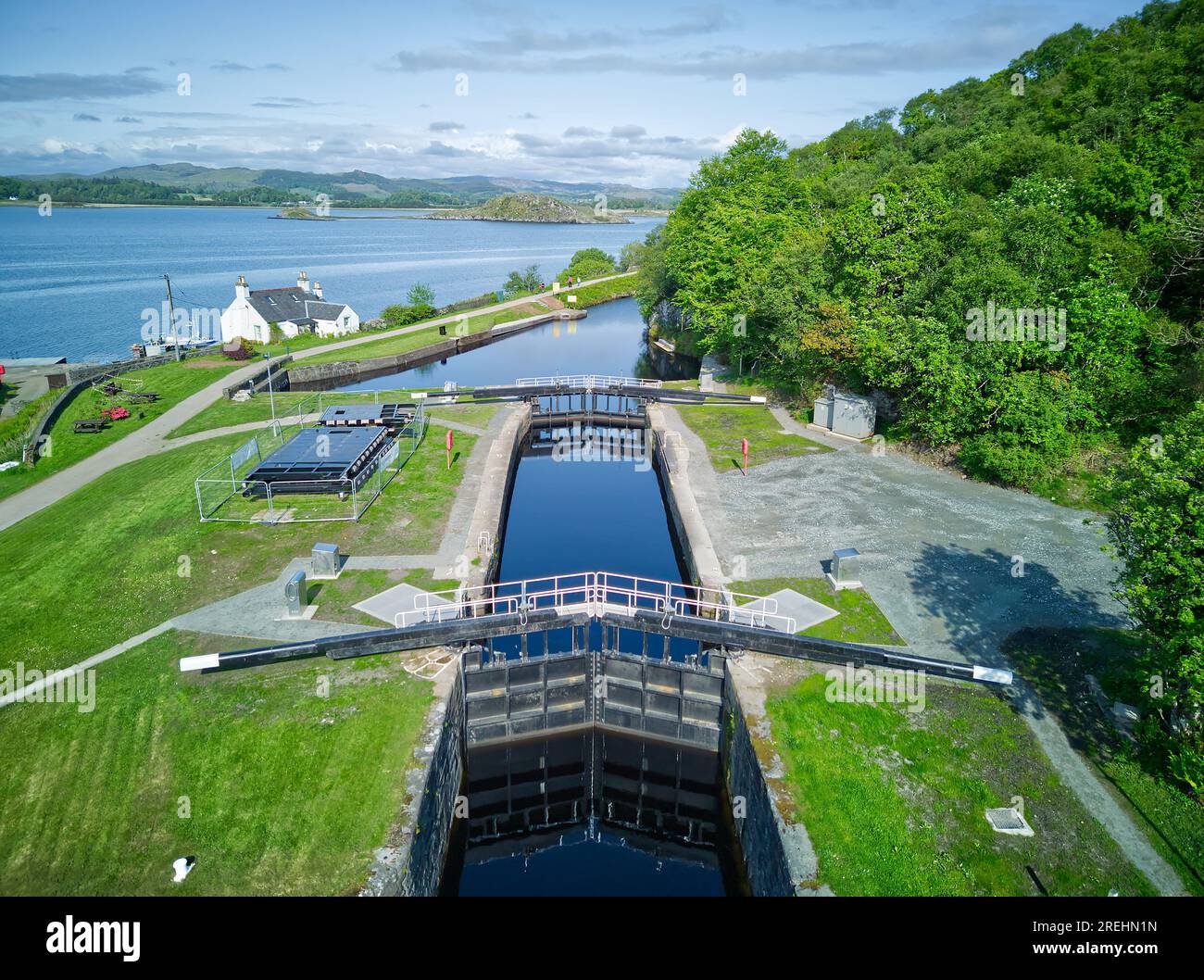 A canal lock at Crinan Canal Basin, Crinan Canal, Scotland Stock Photo ...
