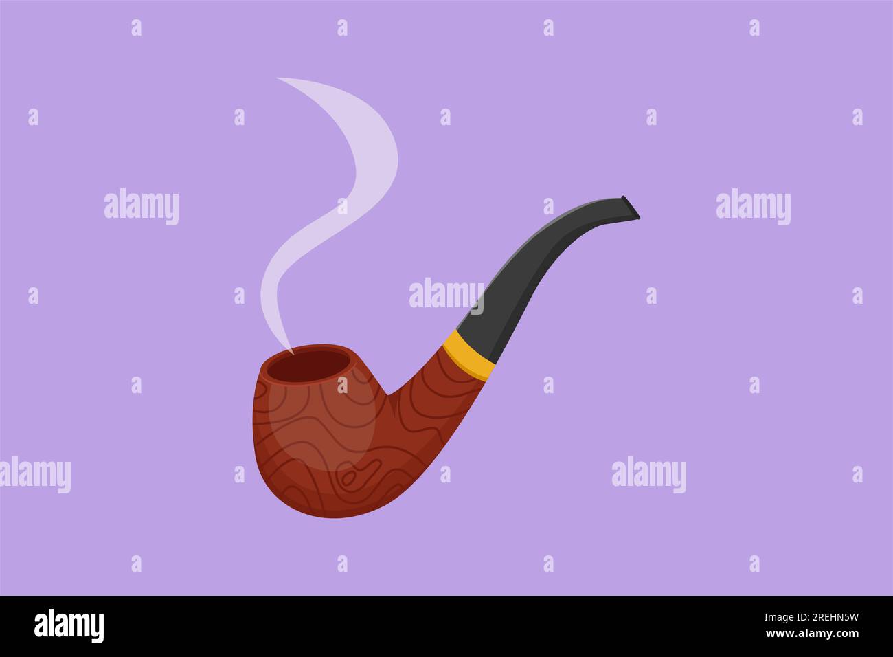 Character flat drawing stylized smoking pipe with smoke logotype label ...