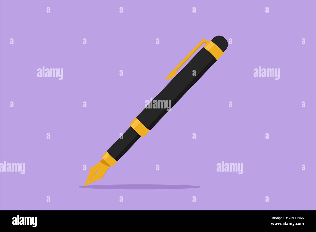 Graphic flat design drawing black realistic pen logo, label, flyer ...