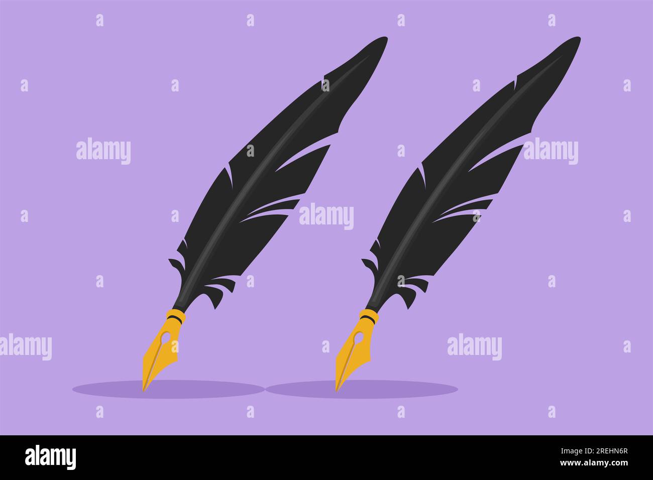 Graphic flat design drawing retro feather quill pen logo, label, flyer ...