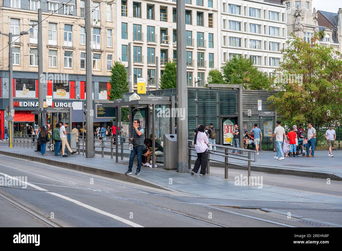 Antwerp, Belgium - June 30, 2023 - Main hub of the tramways at the central station Stock Photo ...