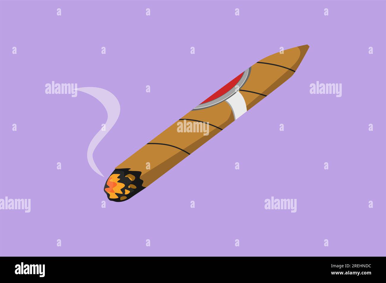 Character flat drawing of stylized smoking cigar with smoke logotype ...