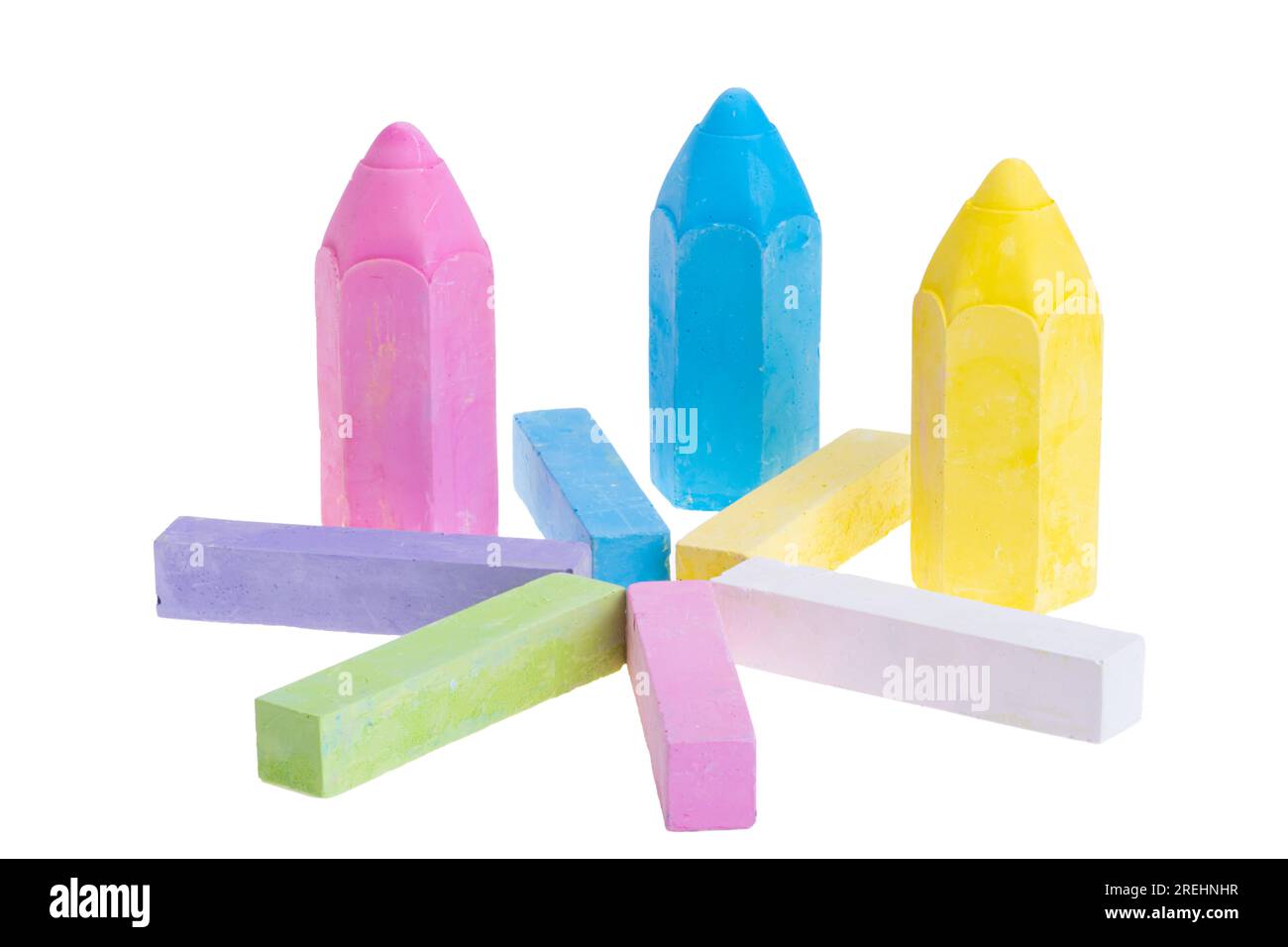 colored chalks isolated on white background Stock Photo - Alamy