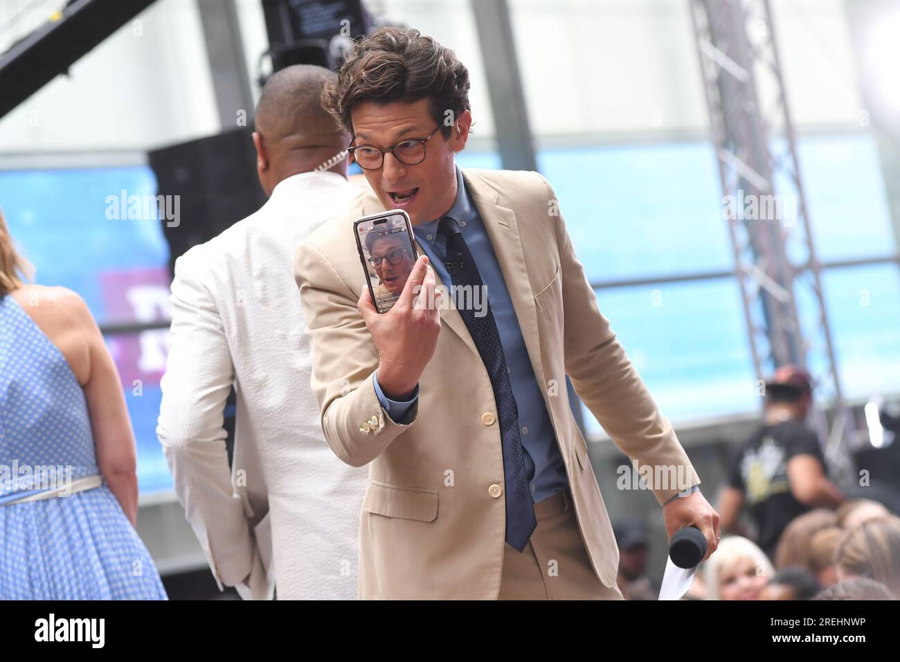 New York, USA. 28th July, 2023. Jacob Hirsch Soboroff is seen as Reneé Rapp performs on NBC's ...