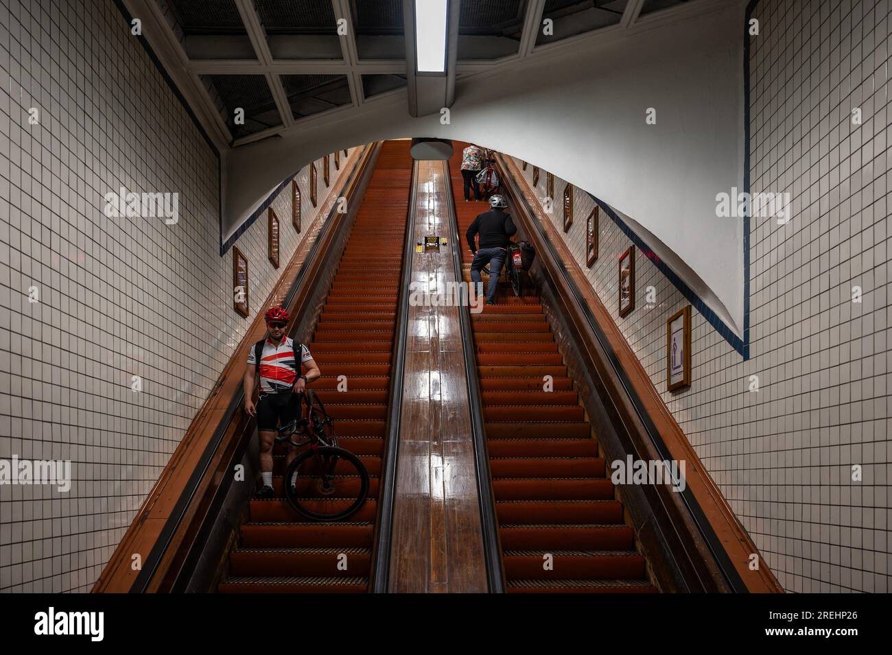 Antwerp, Belgium - June 30, 2023 - Automated staircase of the Saint ...