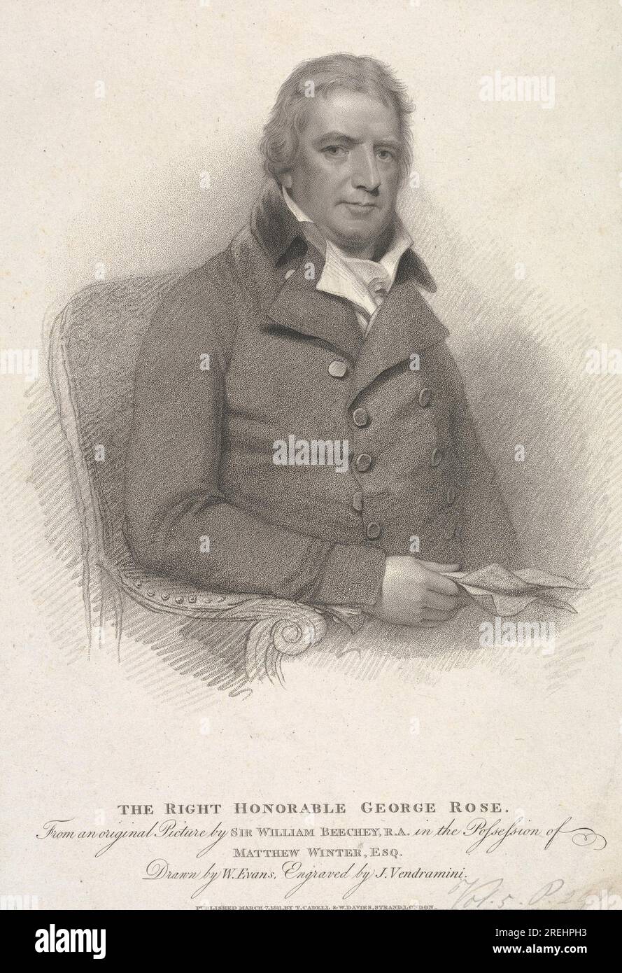 The Right Honourable George Rose 1811 by Giovanni Vendramini Stock ...