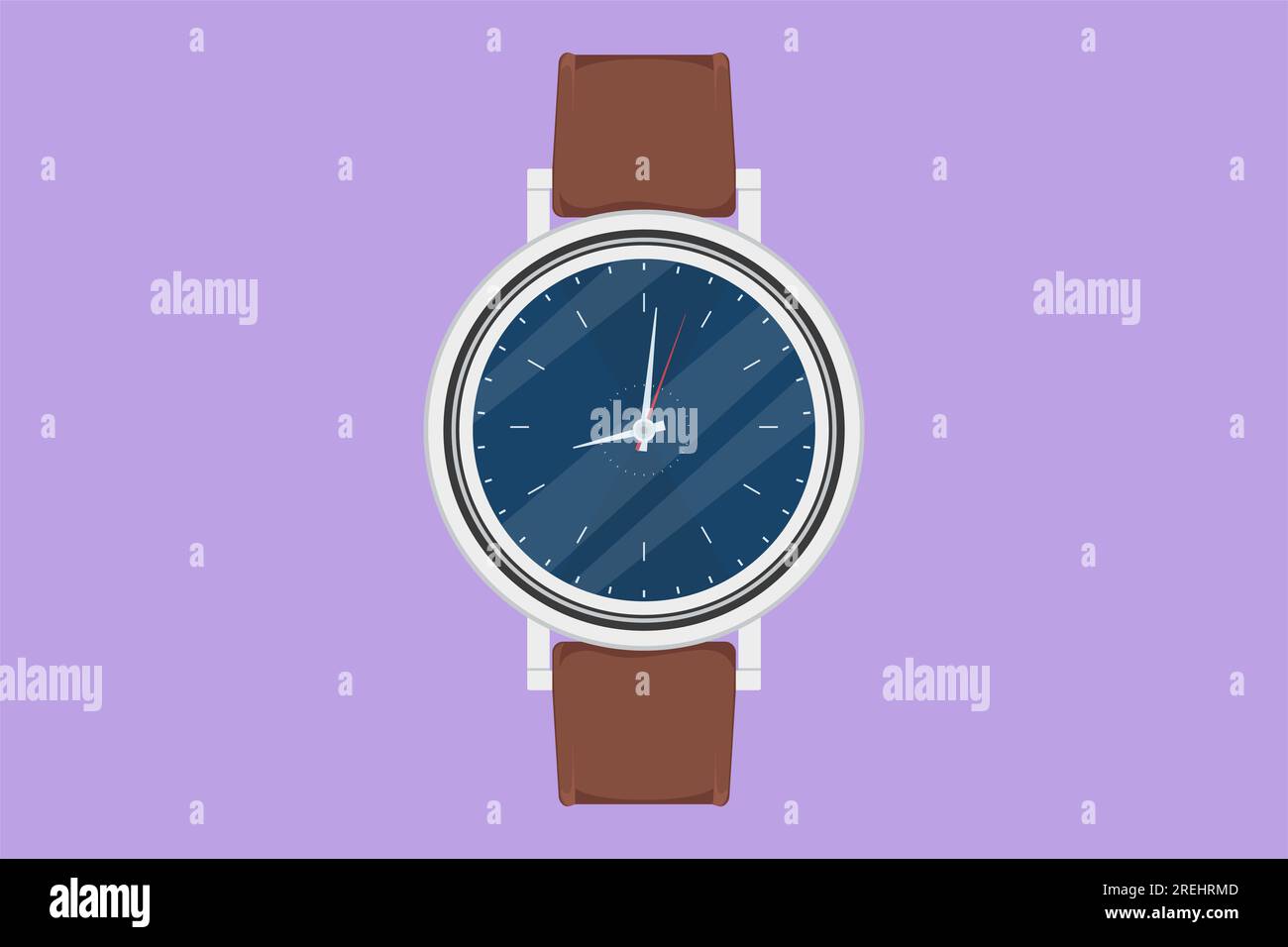 Graphic flat design drawing of luxury steel watch with black fabric ...