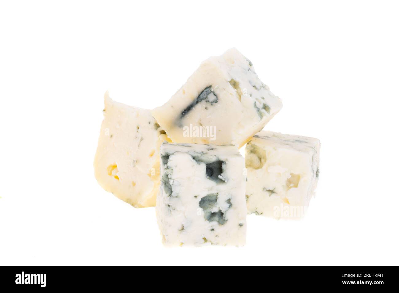 blue cheese cubes isolated on white background Stock Photo - Alamy