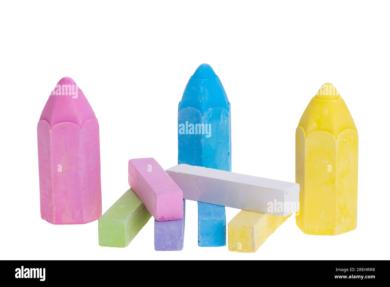 colored chalks isolated on white background Stock Photo - Alamy