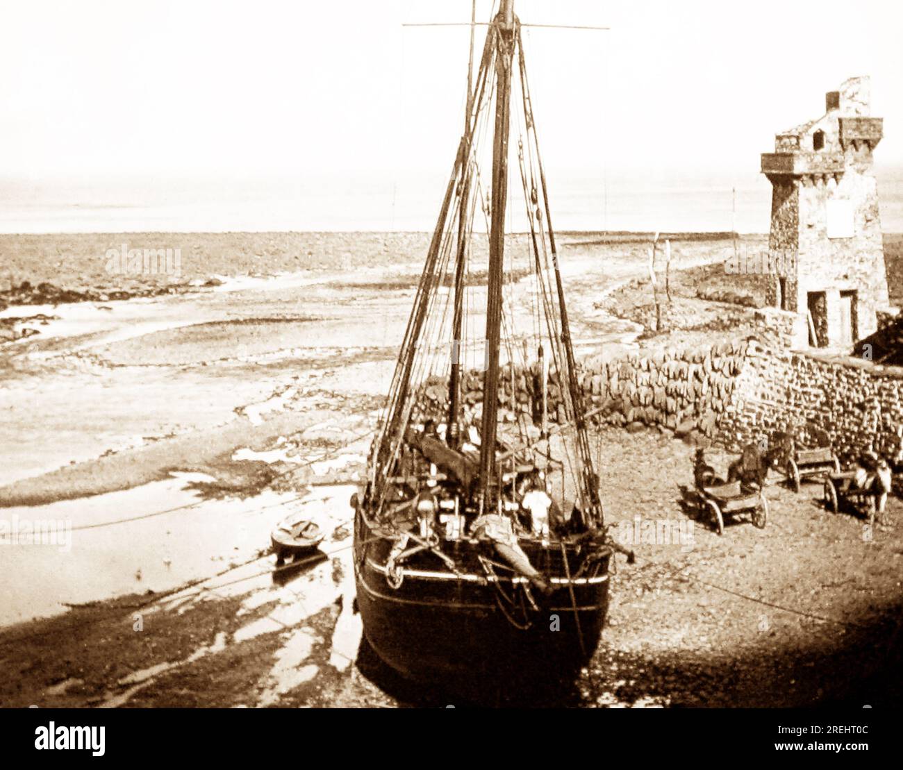 Lynmouth harbour, Victorian period Stock Photo - Alamy