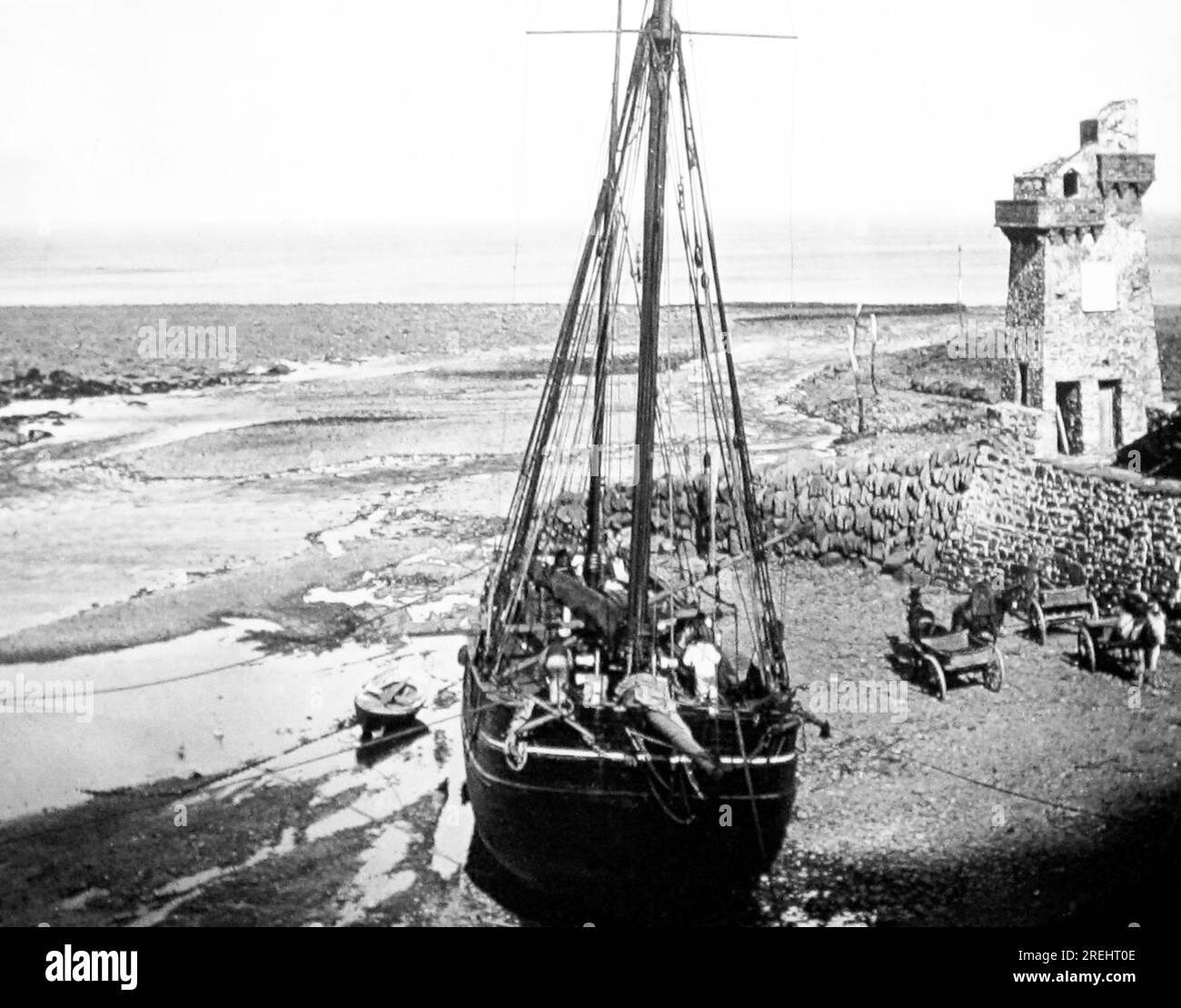 Lynmouth harbour, Victorian period Stock Photo - Alamy