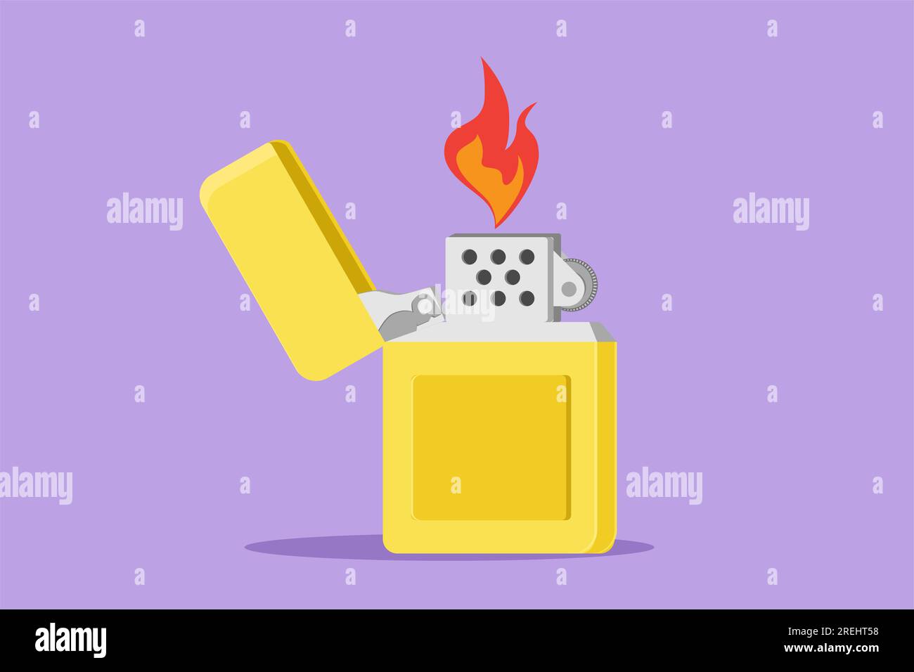 Cartoon flat style drawing metal cigarette lighter logotype, label ...