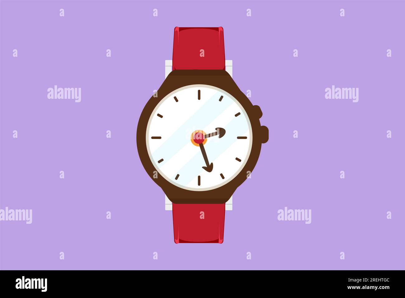 Graphic flat design drawing of luxury steel watch with black fabric ...