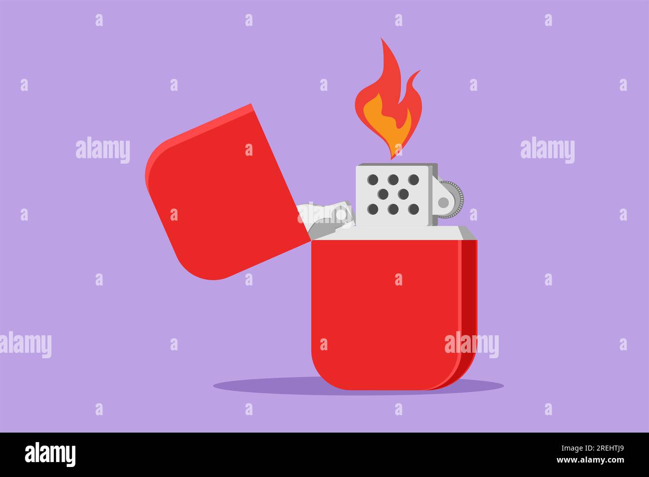 Cartoon flat style drawing metal cigarette lighter logotype, label ...