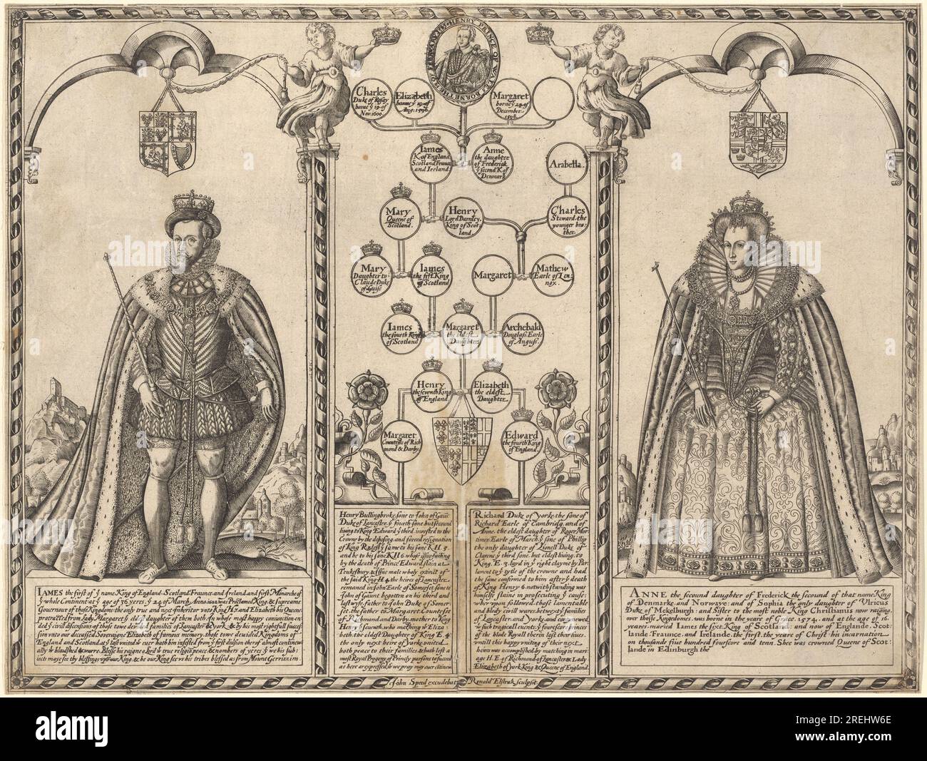 "Renold Elstrack, James I and Anne of Denmark, engraving, sheet ...