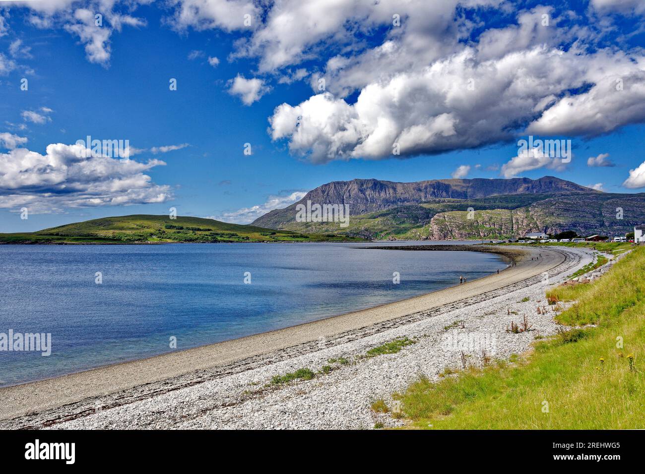 Ardmair Bay and Loch Kanaird. west coast Scotland a blue sky in summer ...