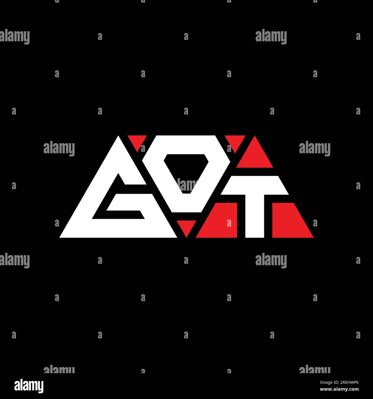 GOT triangle letter logo design with triangle shape. GOT triangle logo ...