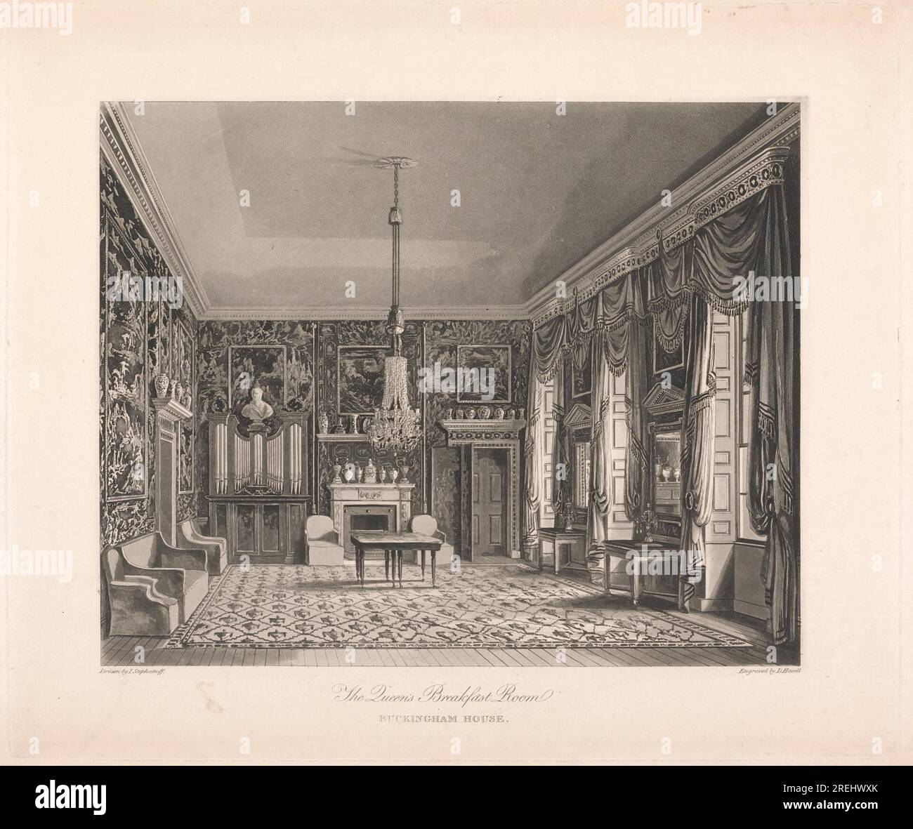 The Queen's Breakfast Room, Buckingham House by Daniel Havell Stock ...