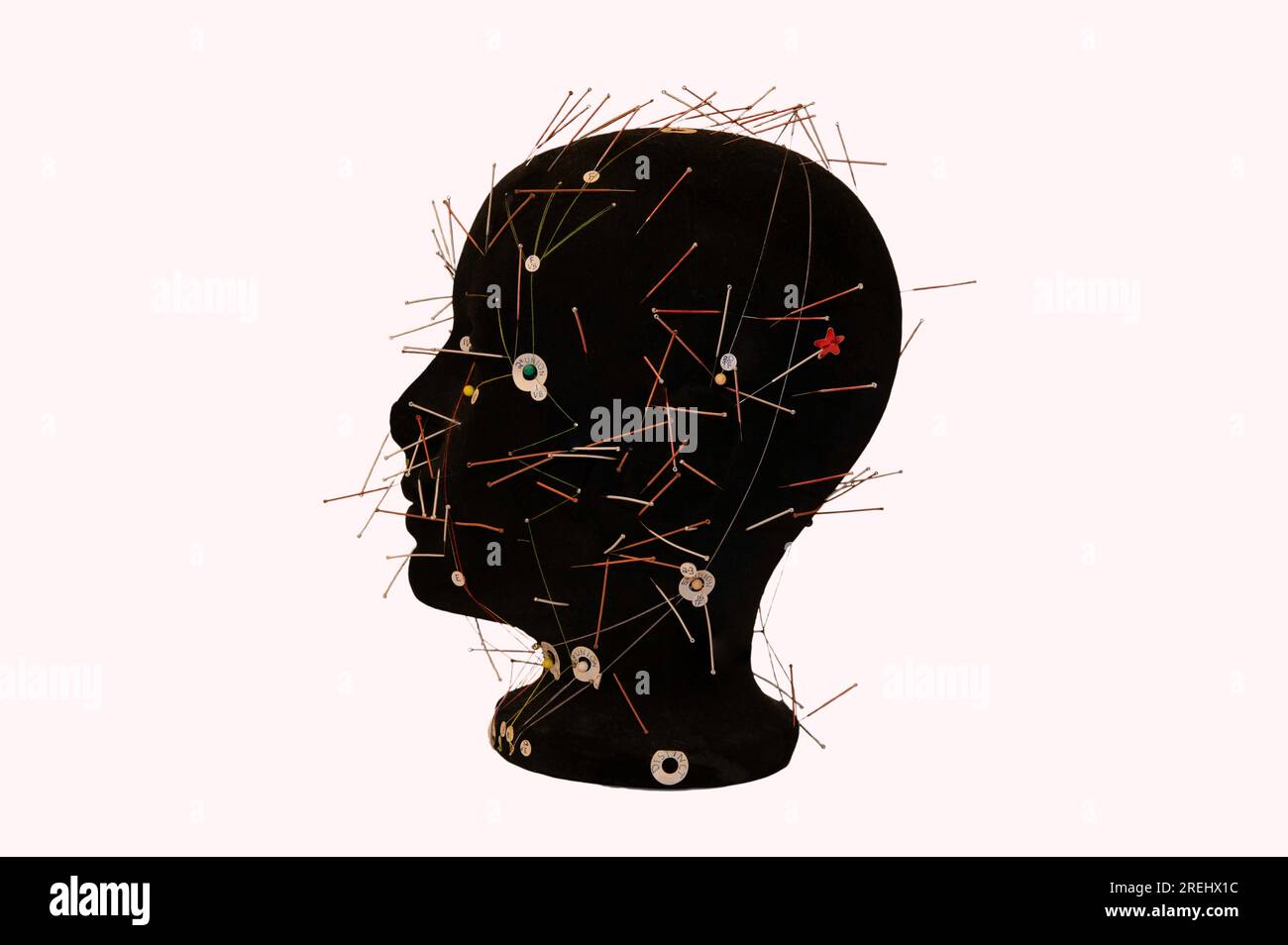 Acupuncture study of the left of the head with white background Stock ...