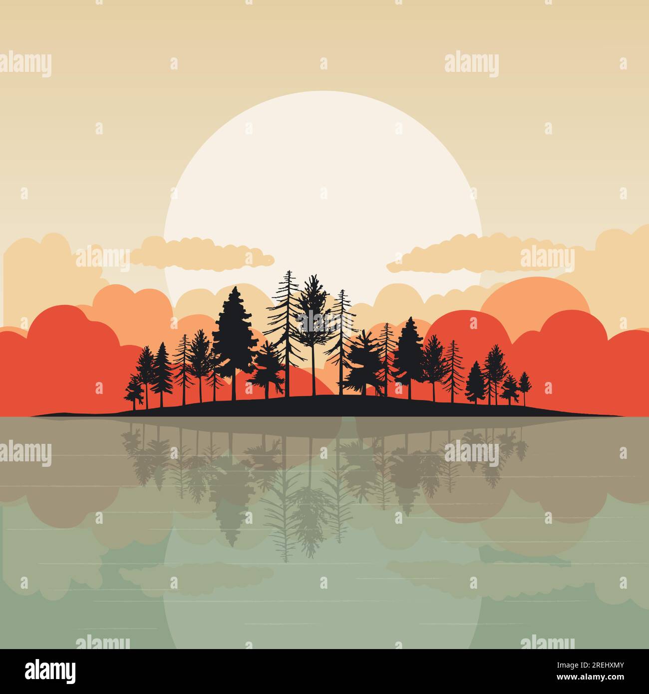 Hand drawn minimal style landscape design Stock Vector Image & Art - Alamy
