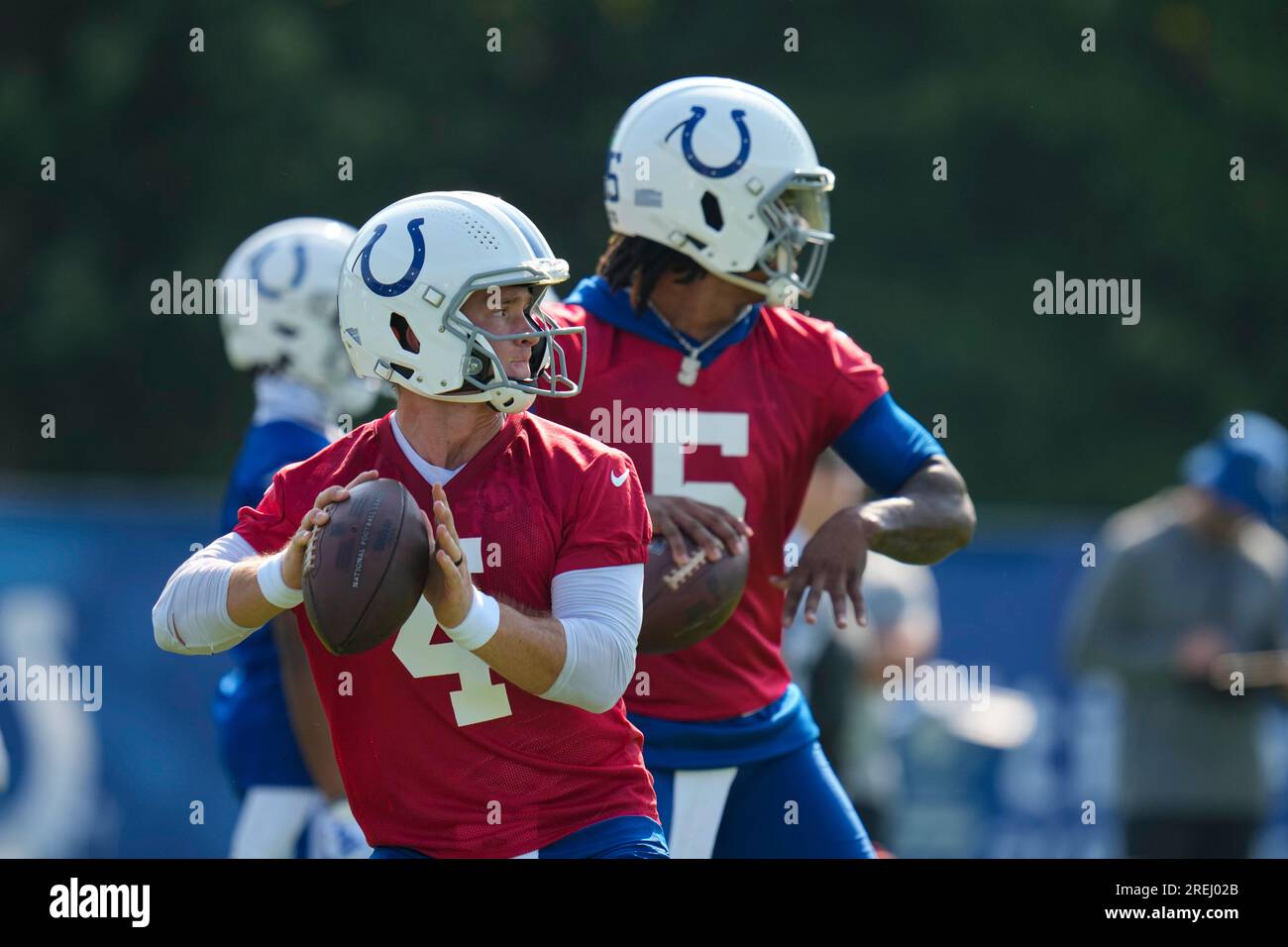 Indianapolis Colts quarterback Sam Ehlinger throws in front of ...