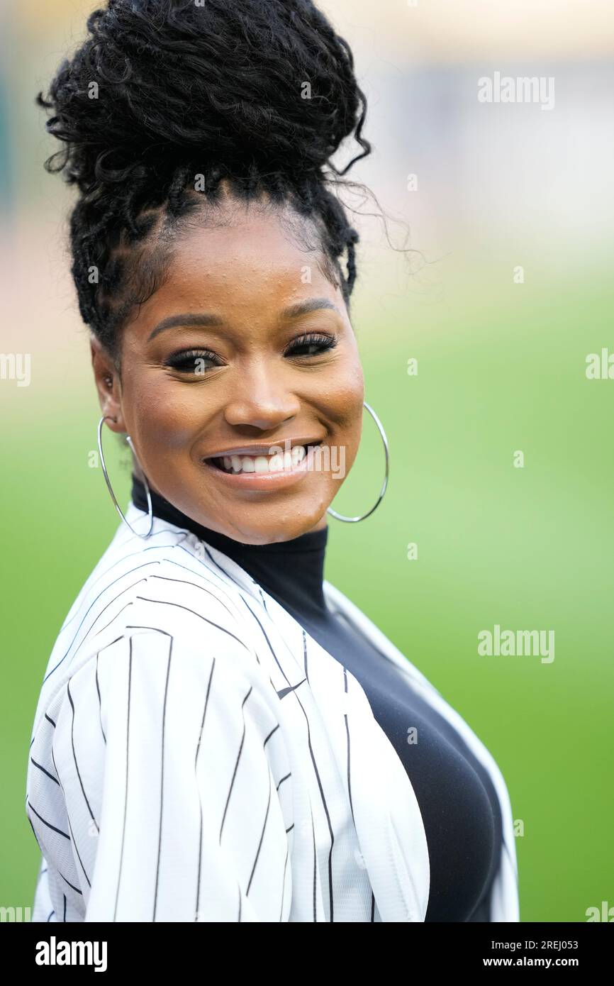 Actress Keke Palmer poses before throwing out a ceremonial first pitch ...